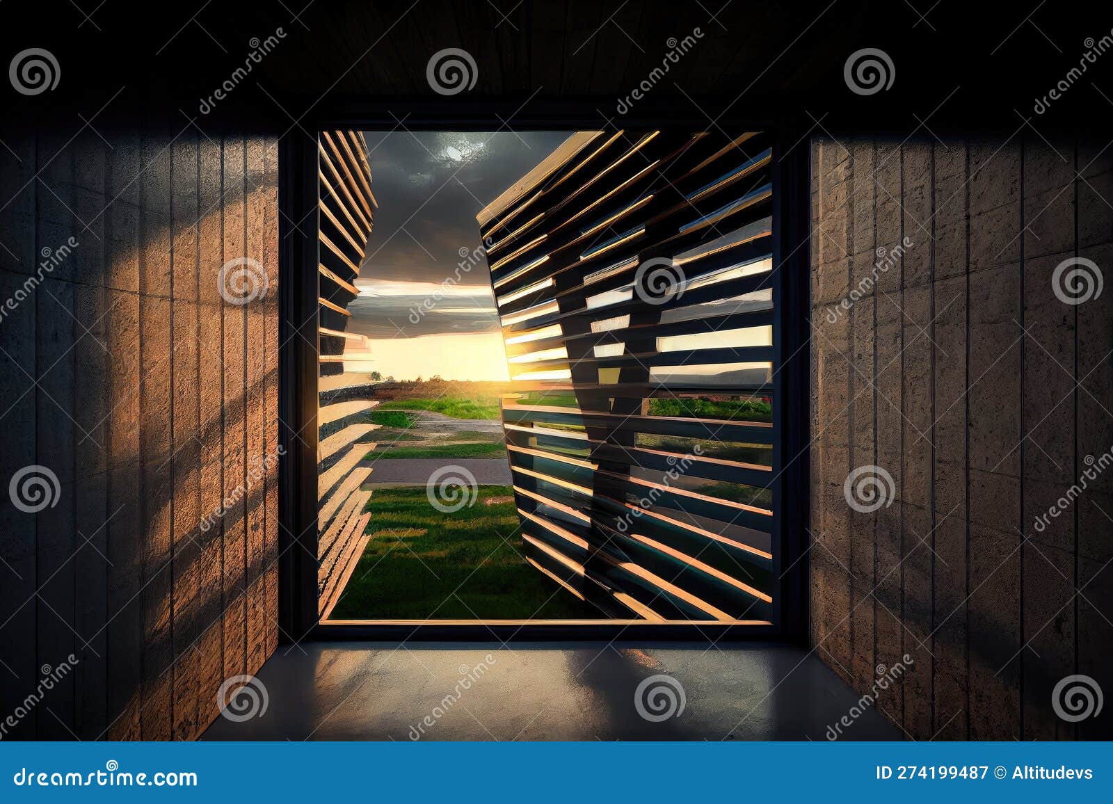 View of the Outside World through Window Louver and Open Windows Stock ...
