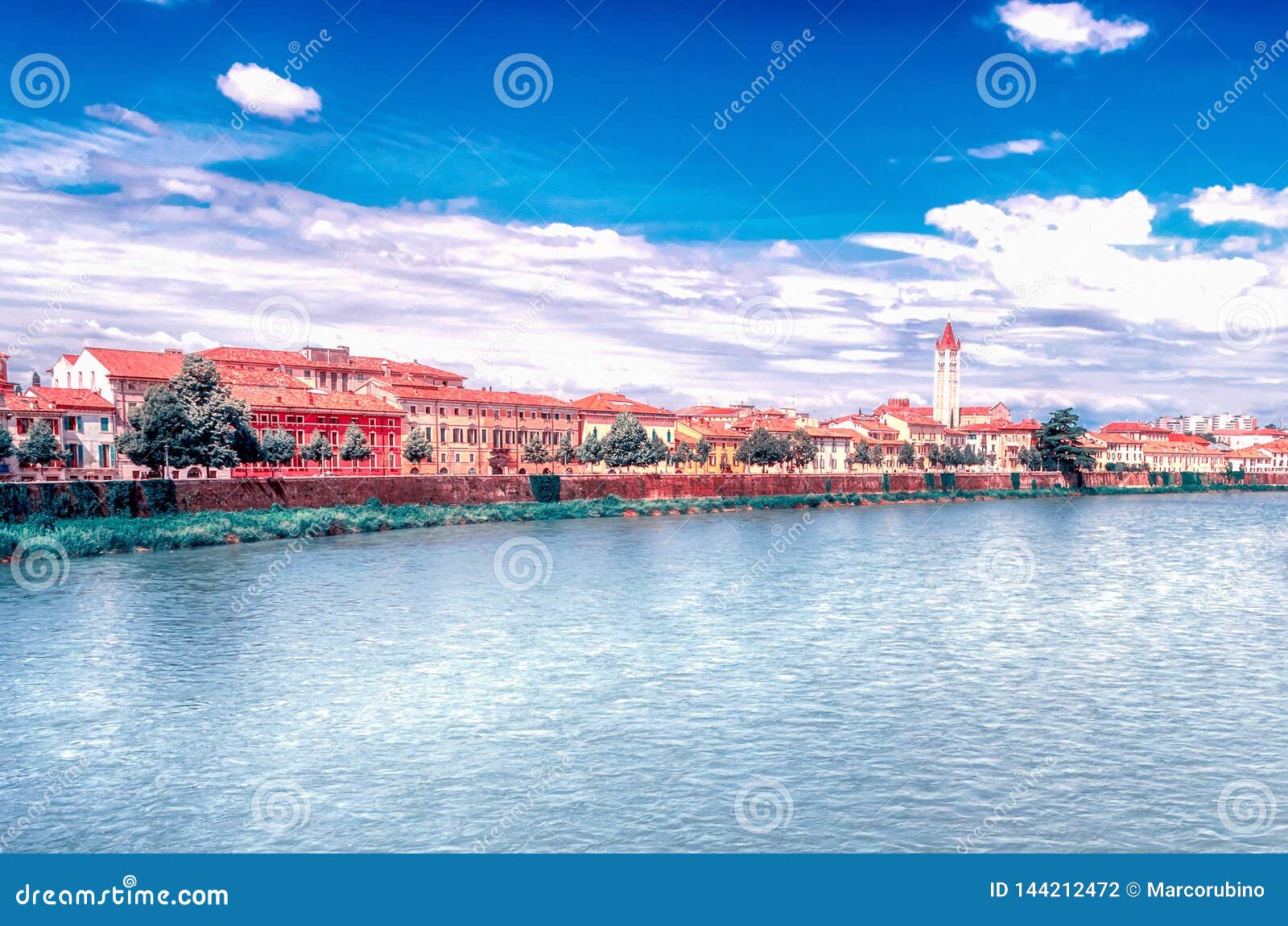View Over Adige River in Verona, Italy Stock Photo - Image of building ...