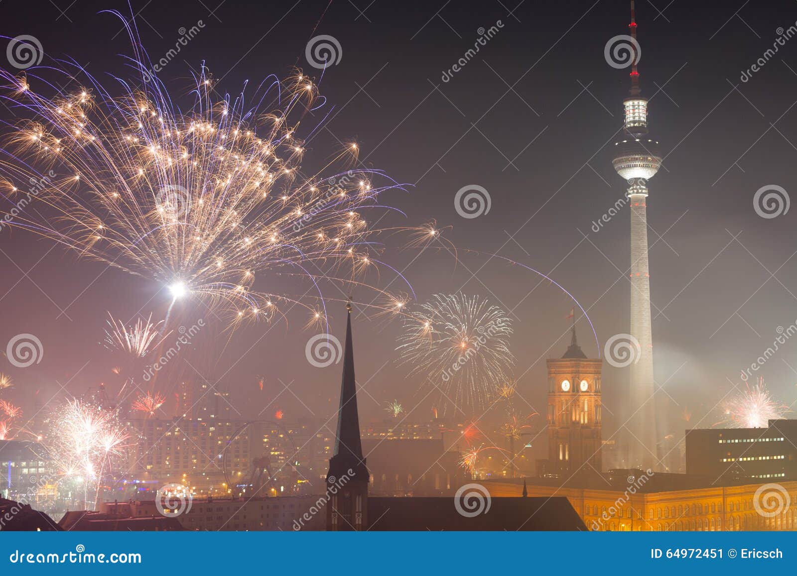 View Over Berlin on New Years Eve 2013 Stock Image - Image of smoke ...