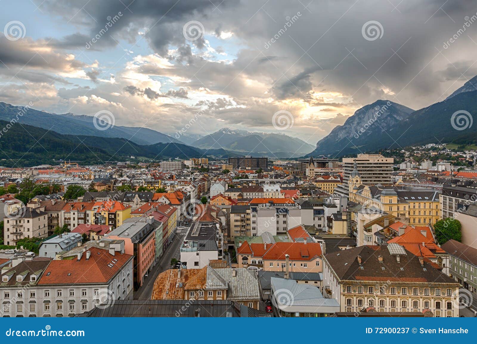 View Over the City of Innsbruck at Sunset Stock Image - Image of ...