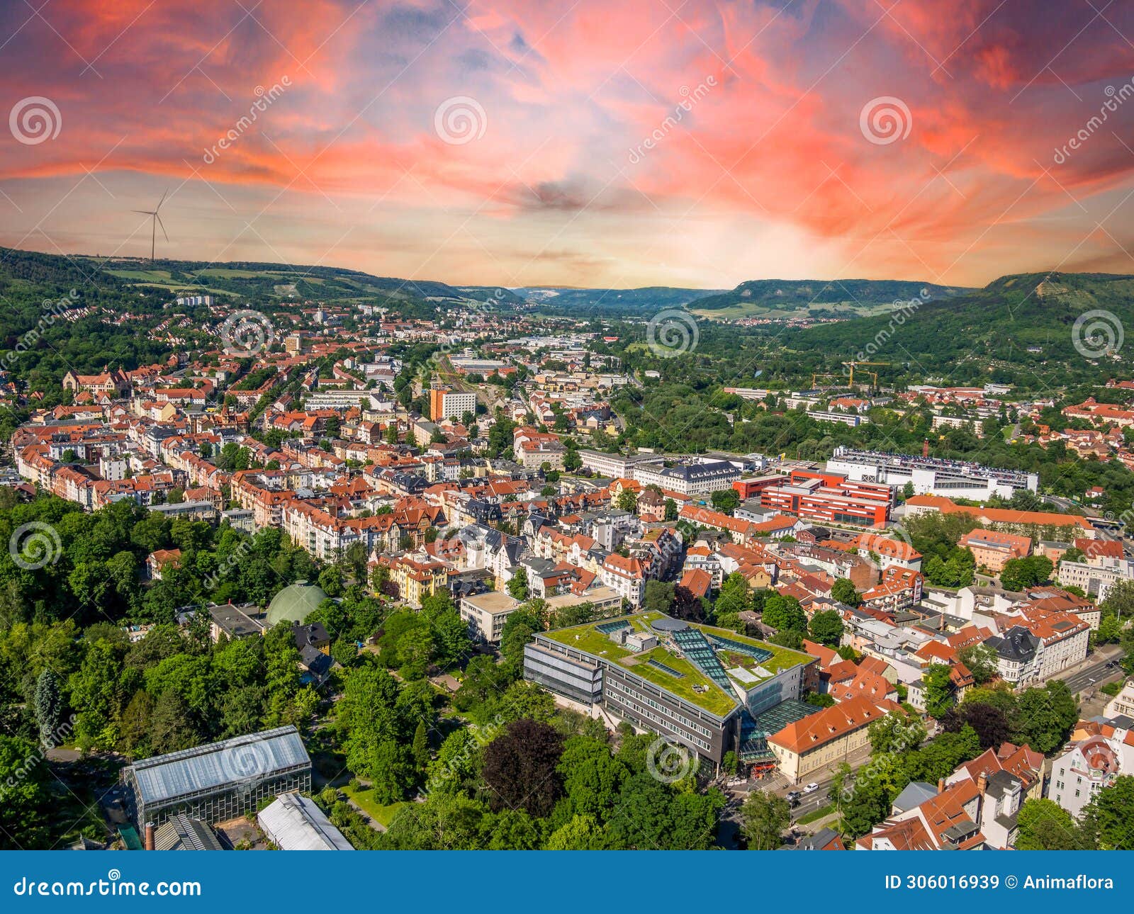 View Over the City of Jena in Thuringia from the Air Stock Image ...