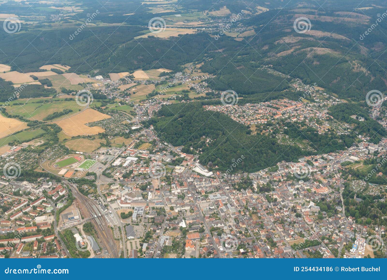 View Over the City of Sonneberg in Germany from Above Stock Photo ...