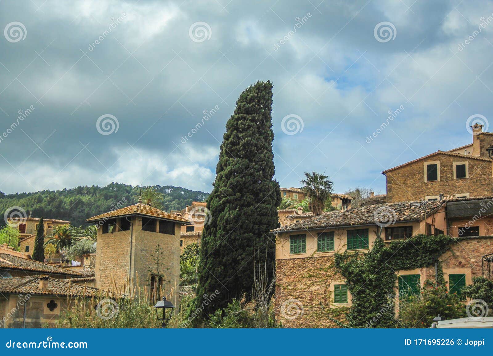 View Over Deia Town at the West Coast of Mallorca, Spain Stock Photo ...