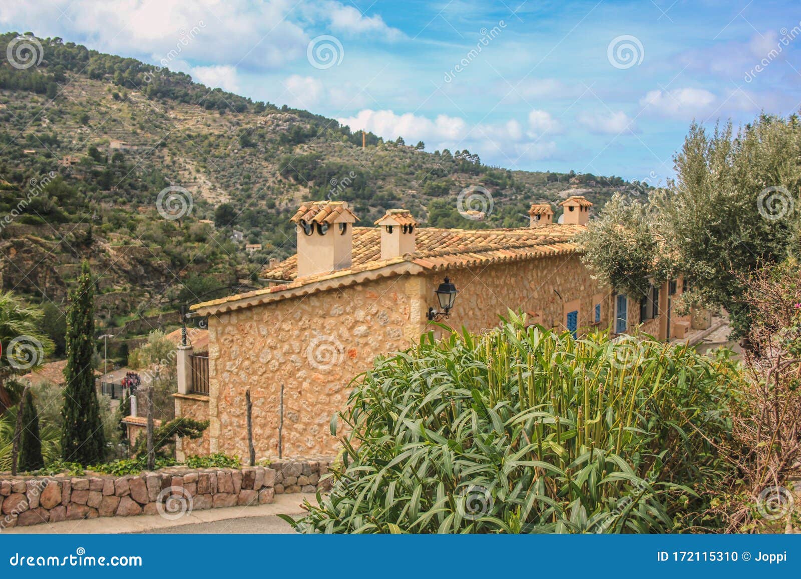 View Over Deia Town at the West Coast of Mallorca, Spain Stock Photo ...