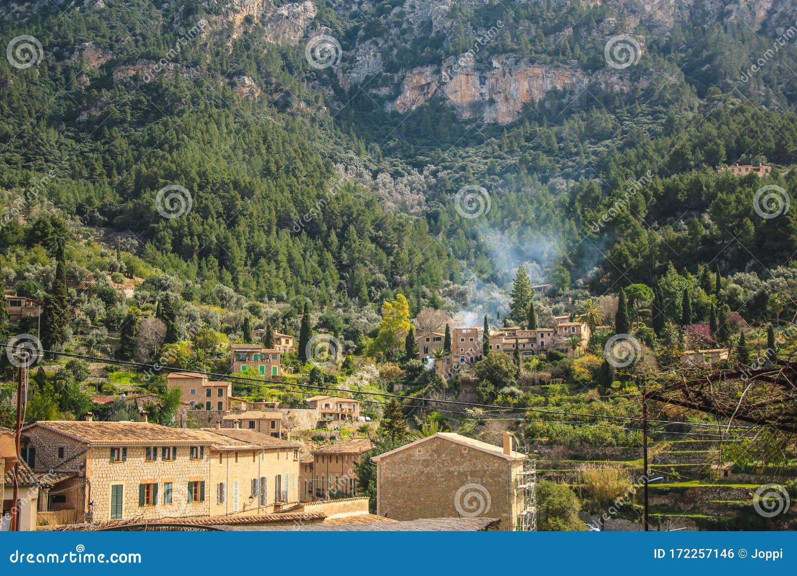 View Over Deia Town at the West Coast of Mallorca, Spain Stock Photo ...