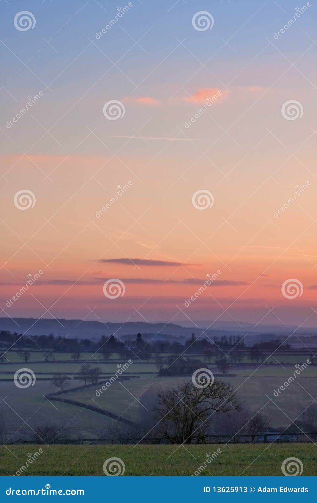 View Over English Countryside at Sunset Stock Image - Image of england ...