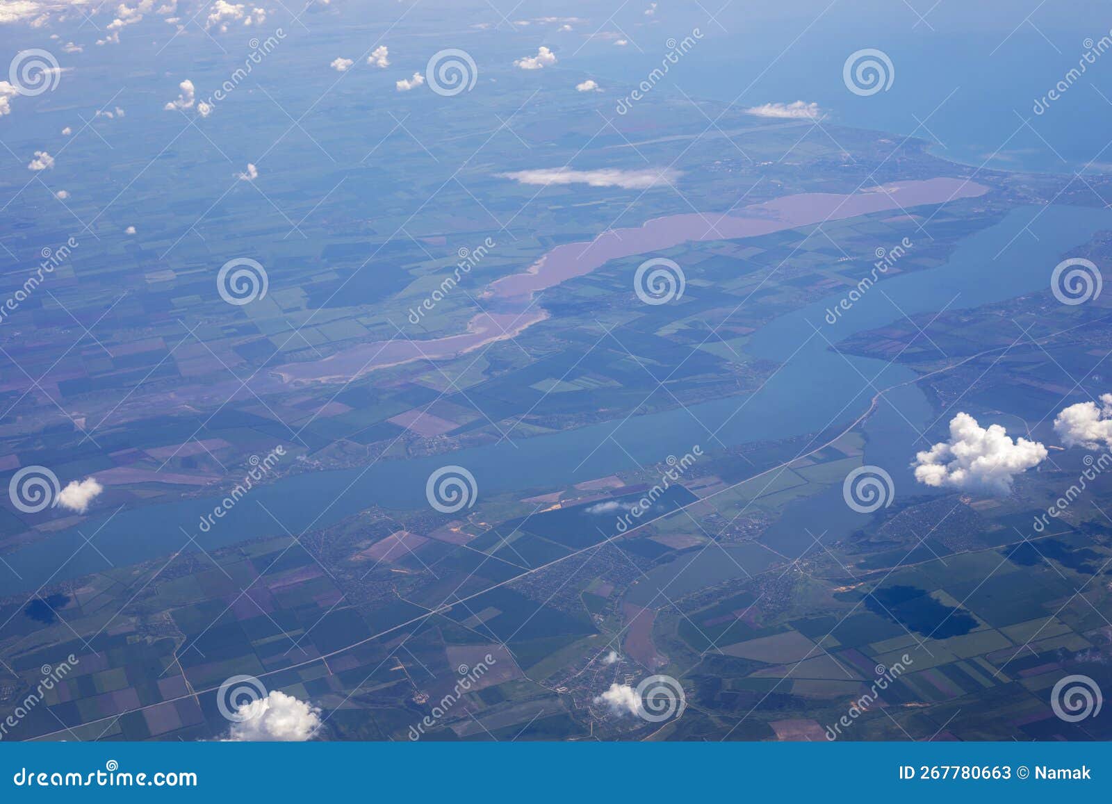 View Over the Estuary from Above, European Landscape, Horizontal Stock ...