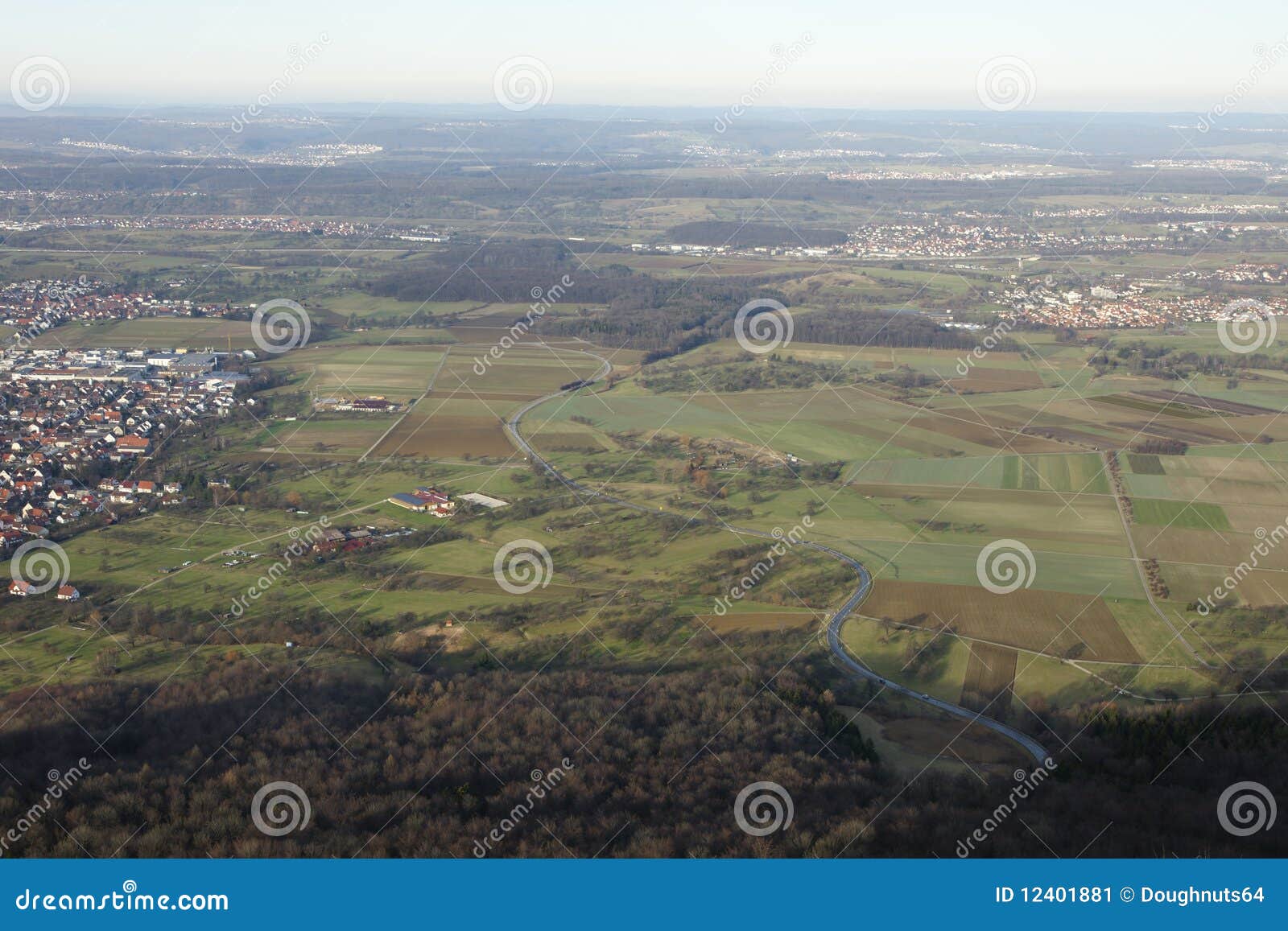 View Over a Flat Landscape from Above Stock Image - Image of angle ...