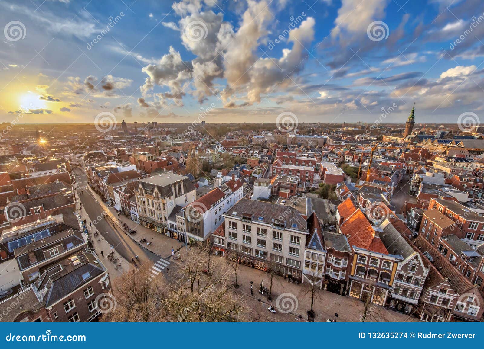 View Over Groningen City at Sunset Stock Photo - Image of city, house ...
