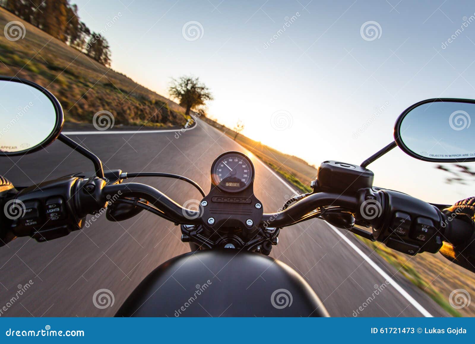 The View Over the Handlebars of Motorcycle Stock Image - Image of left ...