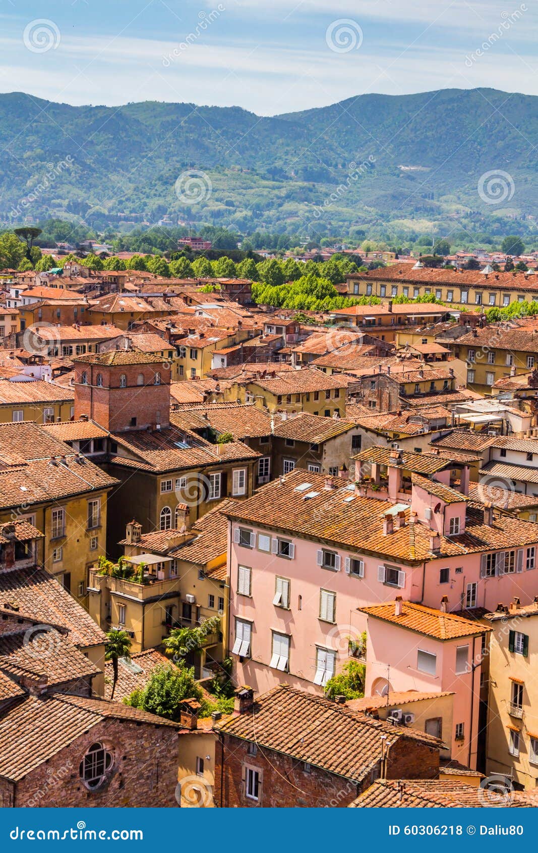 View Over Italian Town Lucca with Typical Terracotta Roofs Stock Photo ...