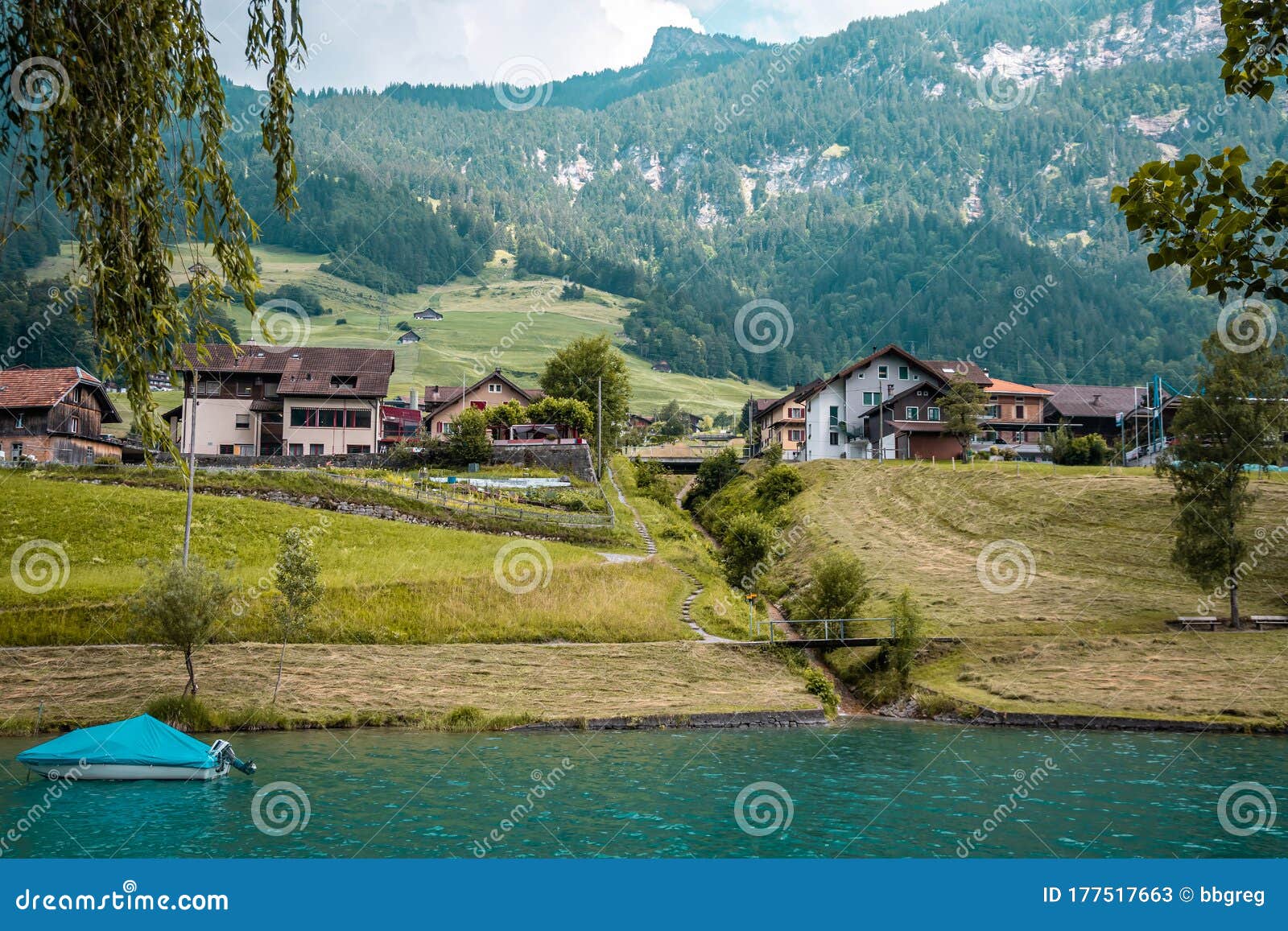 View Over the Lake Lungern. Lungernsee is a Natural Lake in Obwalden ...