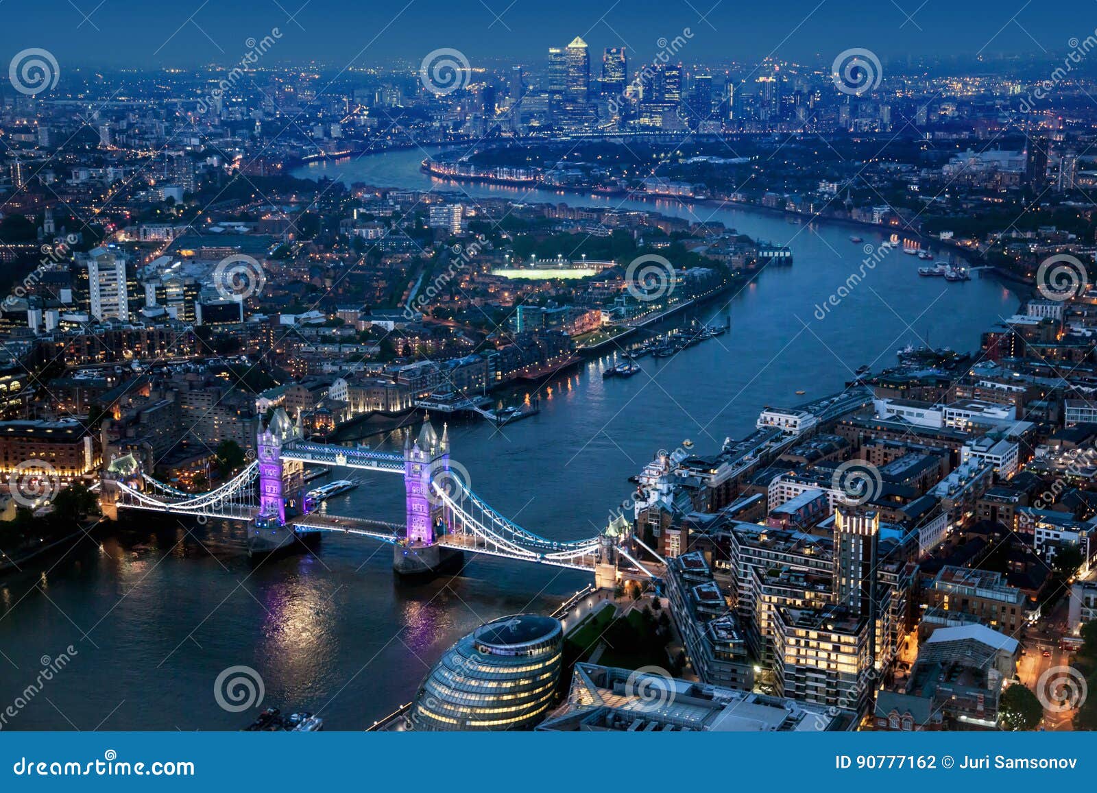 View over London at night. stock photo. Image of bridge - 90777162