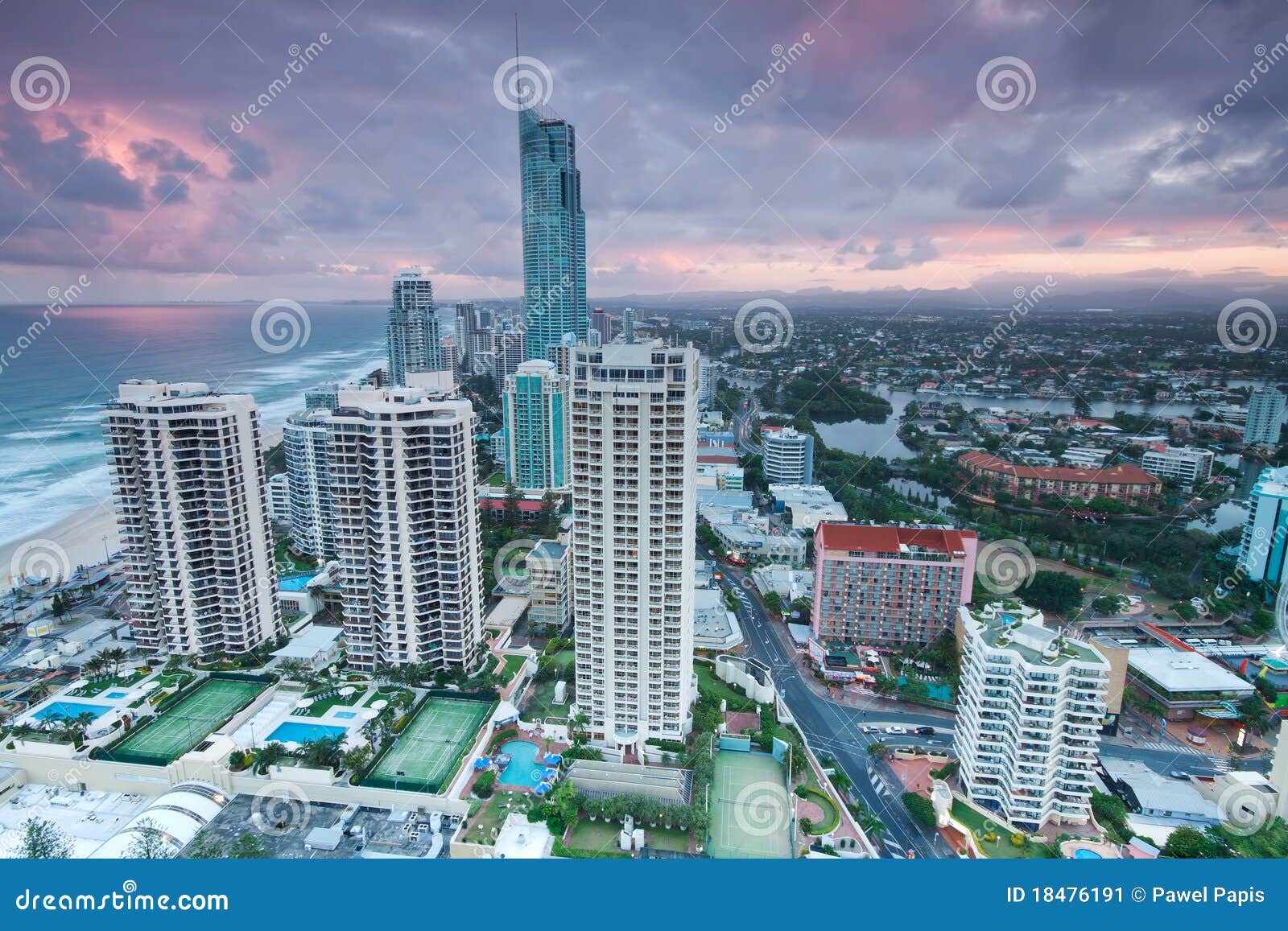 View Over the Modern City at Twilight Stock Image - Image of street ...