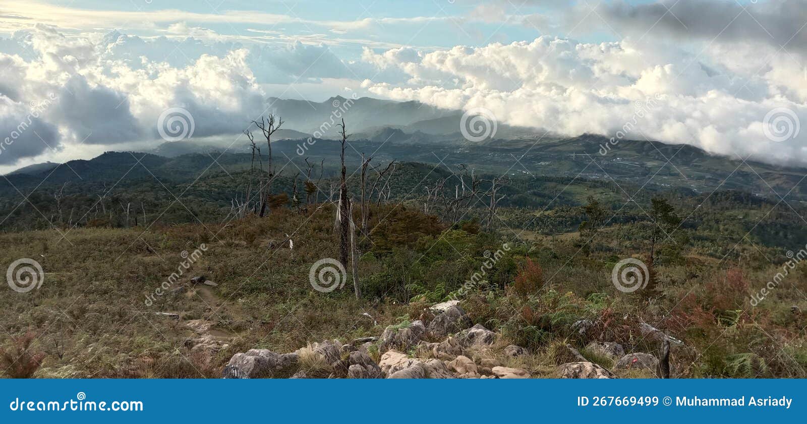 View Over the Mountain Cloudy Sky and Rain in the Distance Stock Image ...