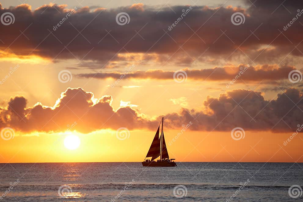 View Over the Ocean. a Beautiful Sunset Over the Beach. Stock Photo ...