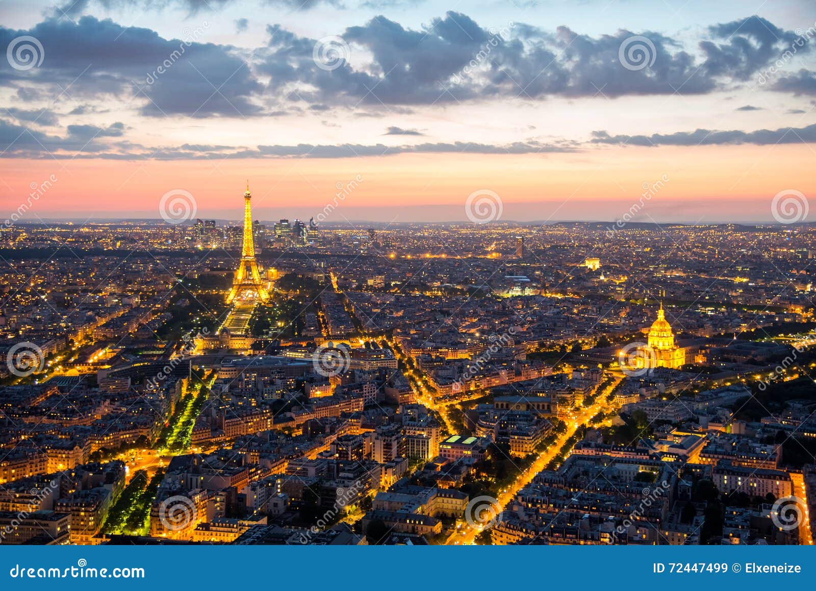 View Over Paris after Sunset Editorial Stock Image - Image of france ...
