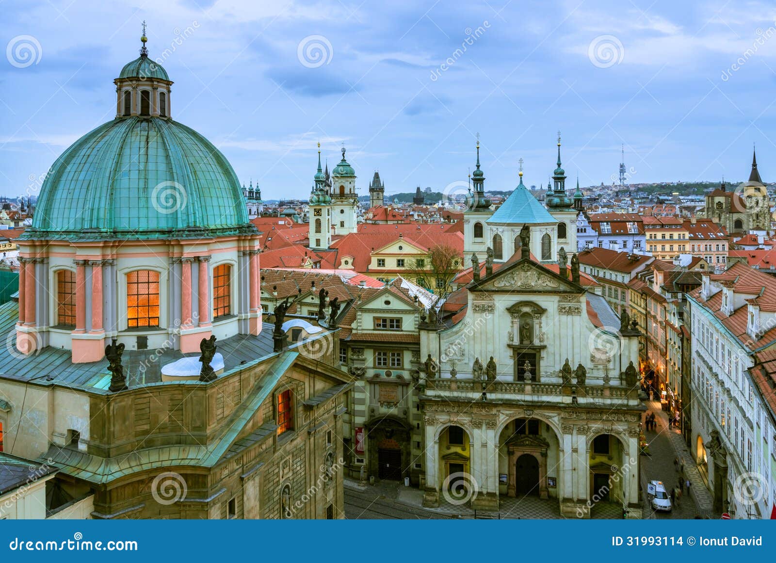 View Over the Rooftops in Old Town, Prague Stock Photo - Image of hall ...