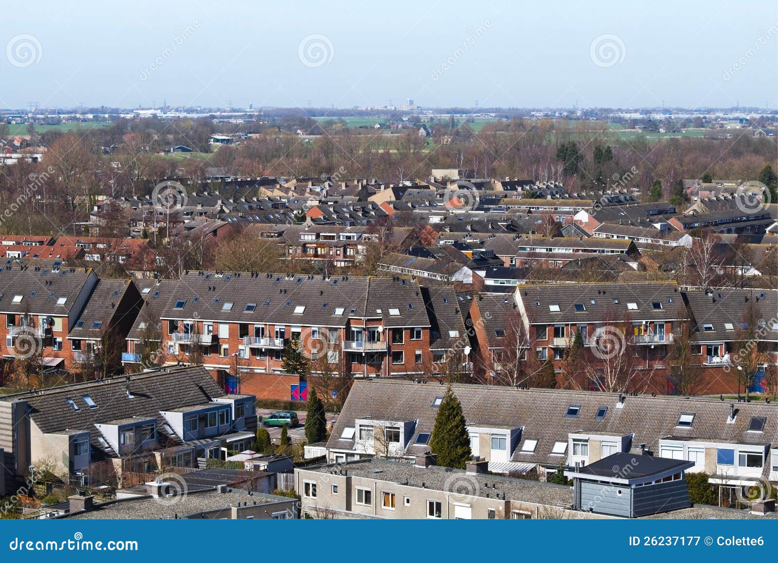 View Over Suburb in the Netherlands Stock Image - Image of building ...