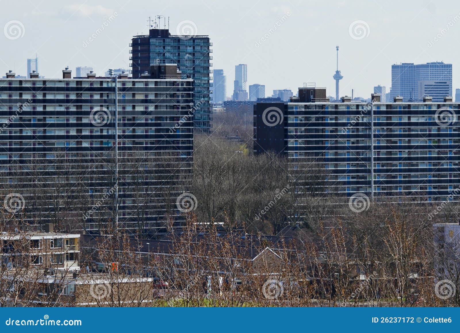 View Over Suburb with Skyline Stock Photo - Image of overview ...