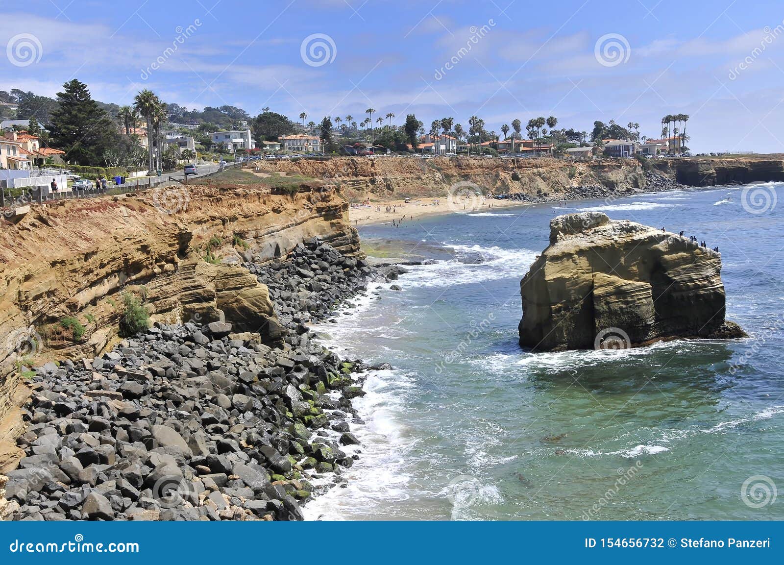 View Over Sunset Cliffs Beach Stock Photo - Image of water, blue: 154656732