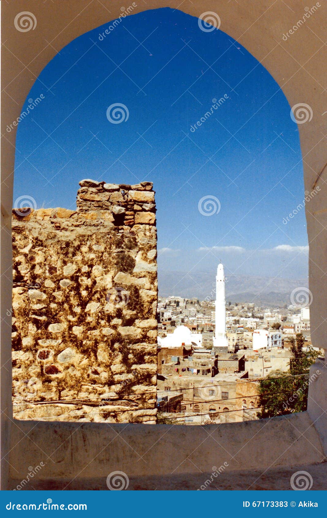 A view over Taiz city stock image. Image of arabic, religious - 67173383