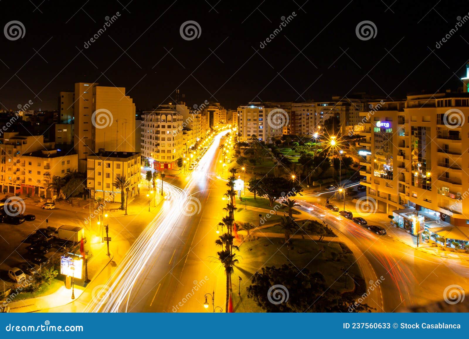 View Over Tangier Skyline at Night, Morocco Editorial Stock Photo ...