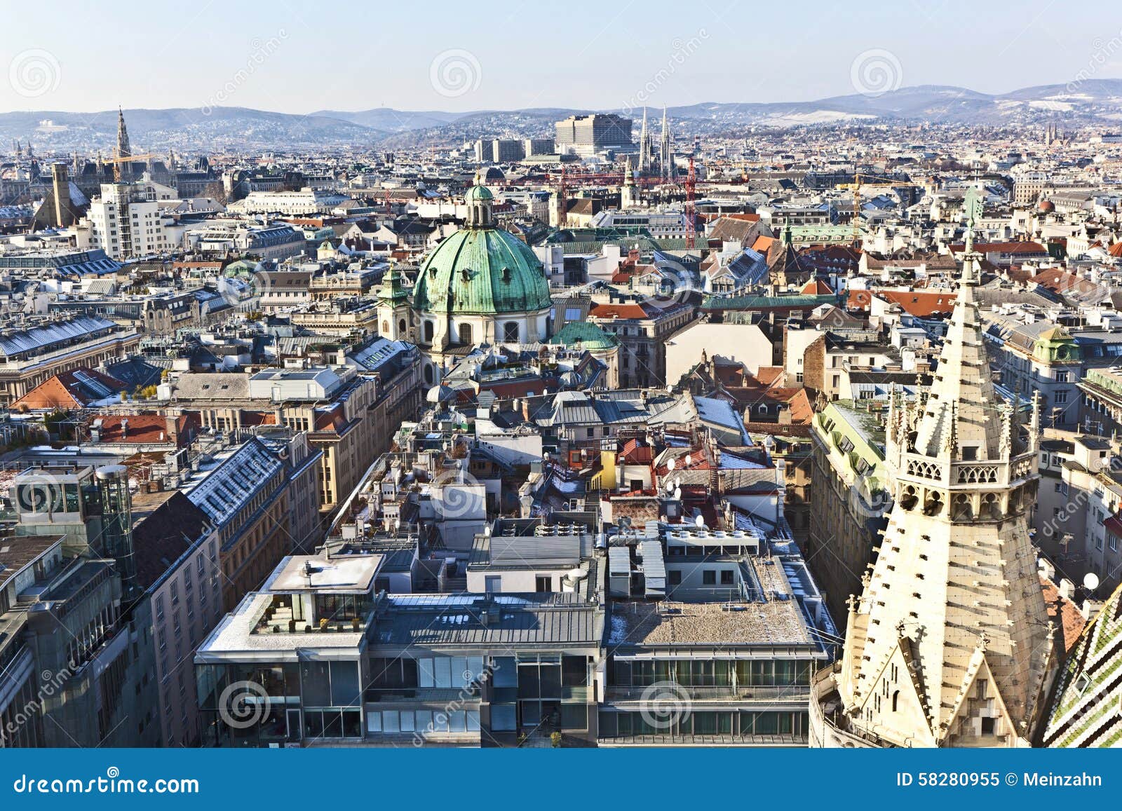 View over Vienna in snow stock image. Image of street - 58280955