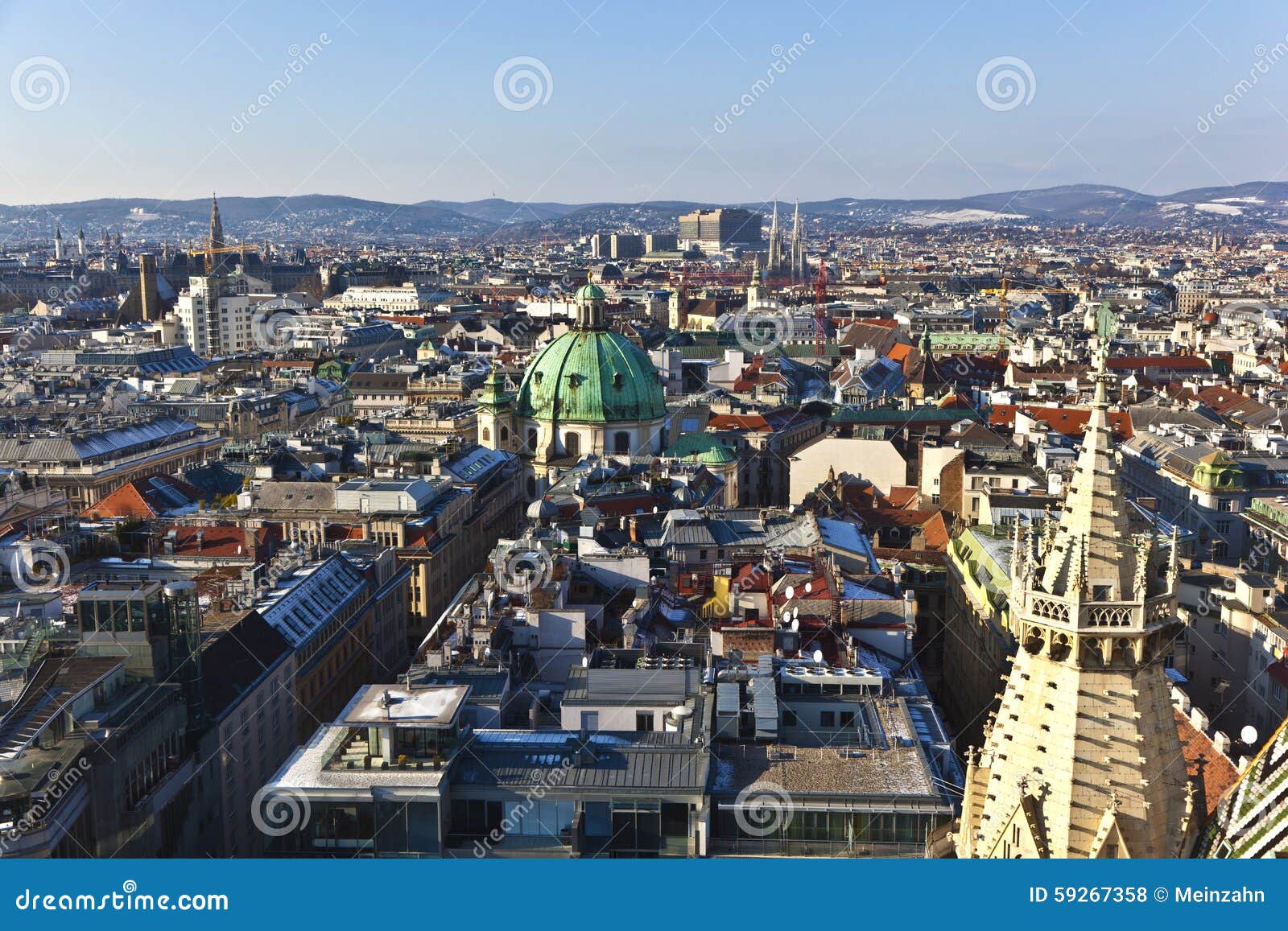 View over Vienna in snow stock photo. Image of overview - 59267358
