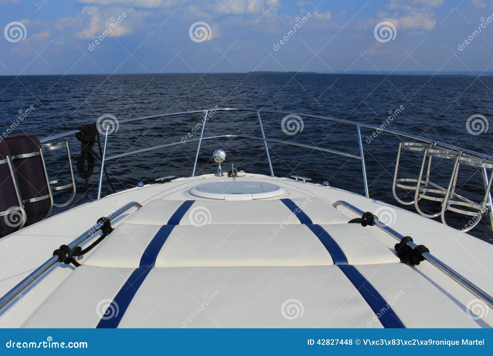 View Over the Water from Bow of a Boat Stock Photo - Image of cloud ...