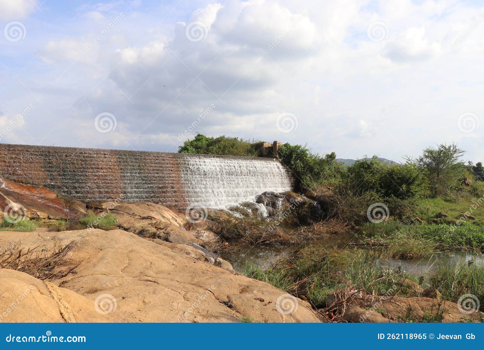 View of a Overflowing Dam Made from Natural Building Materials Like ...