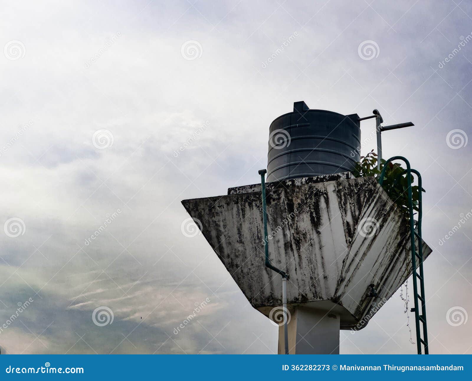 View of Overhead Water Tank for Storing the Water Needs for a Small ...