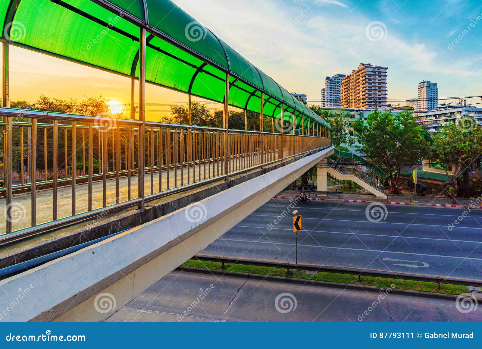 View of overpass walkway stock image. Image of public - 87793111