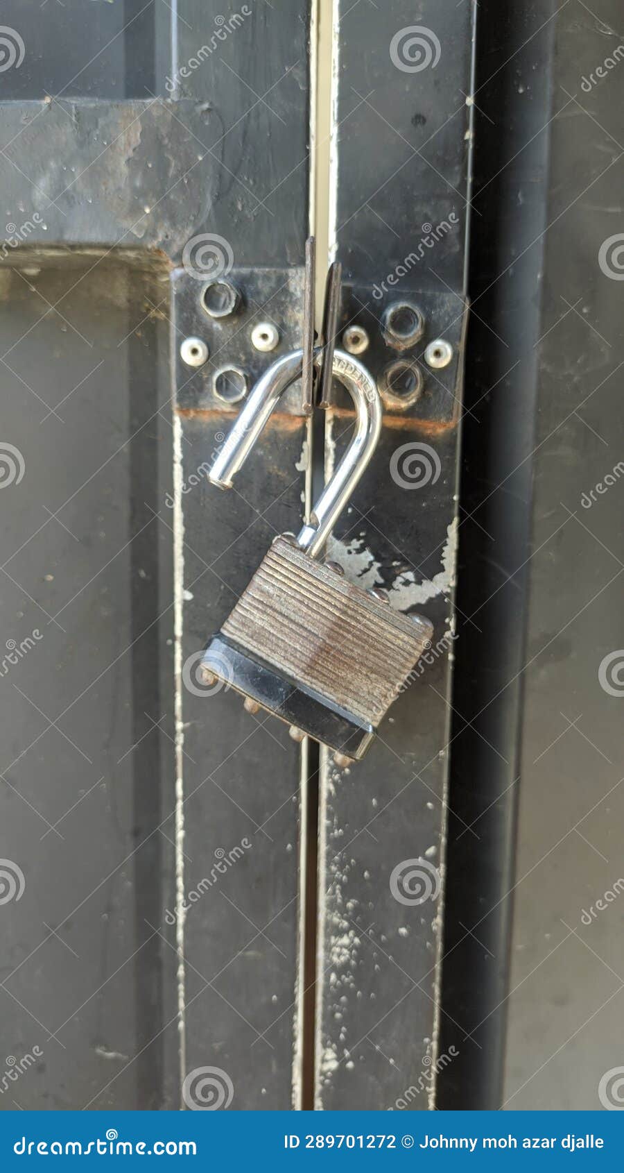 View of Padlock at the Door Stock Photo - Image of wall, metal: 289701272
