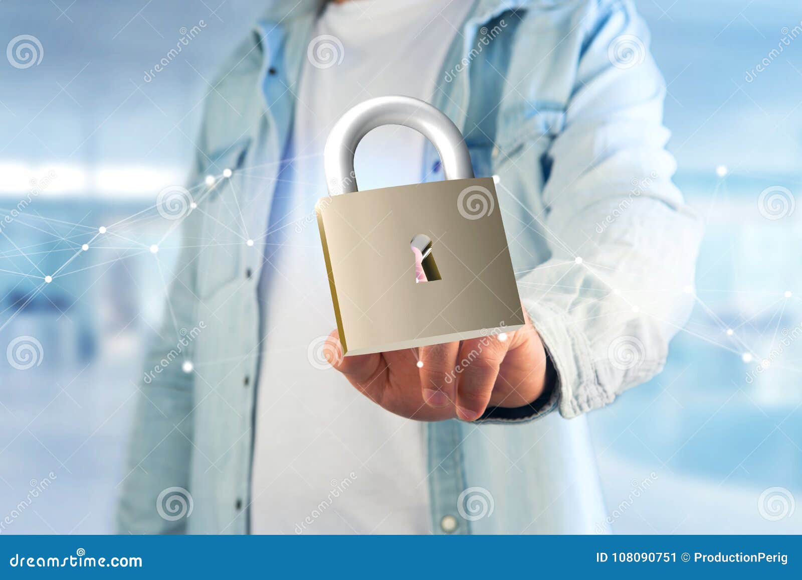Padlock Security Connection Isolated on a Color Background - 3d Stock ...