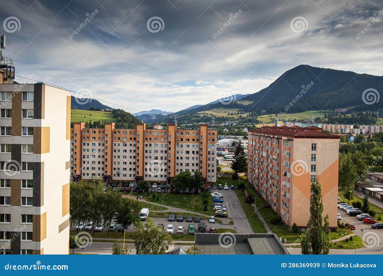 View of the Panel Buildings and Hilly Landscape in Background. Stock ...