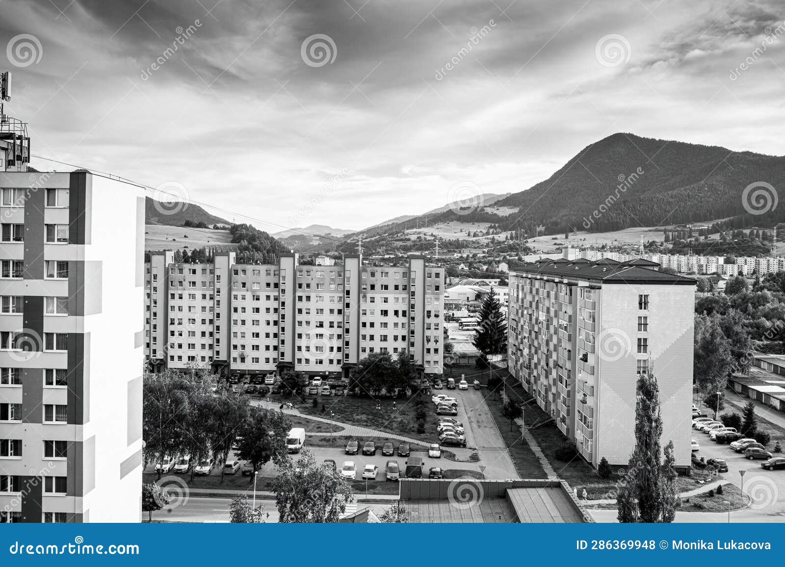 View of the Panel Buildings and Hilly Landscape in Background. Stock ...