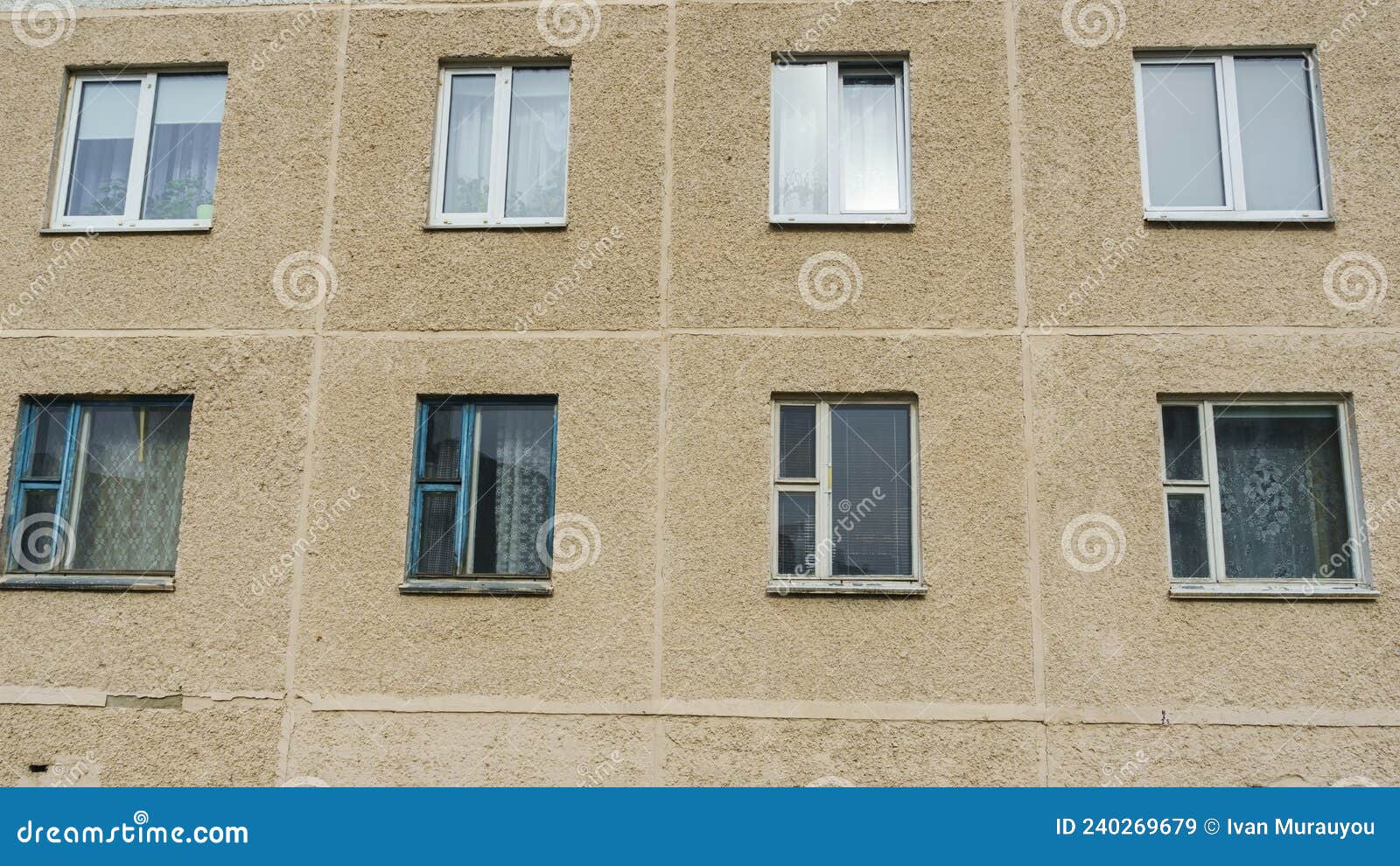 View of the Panel Wall with Windows of the Soviet House. Slum Concept ...