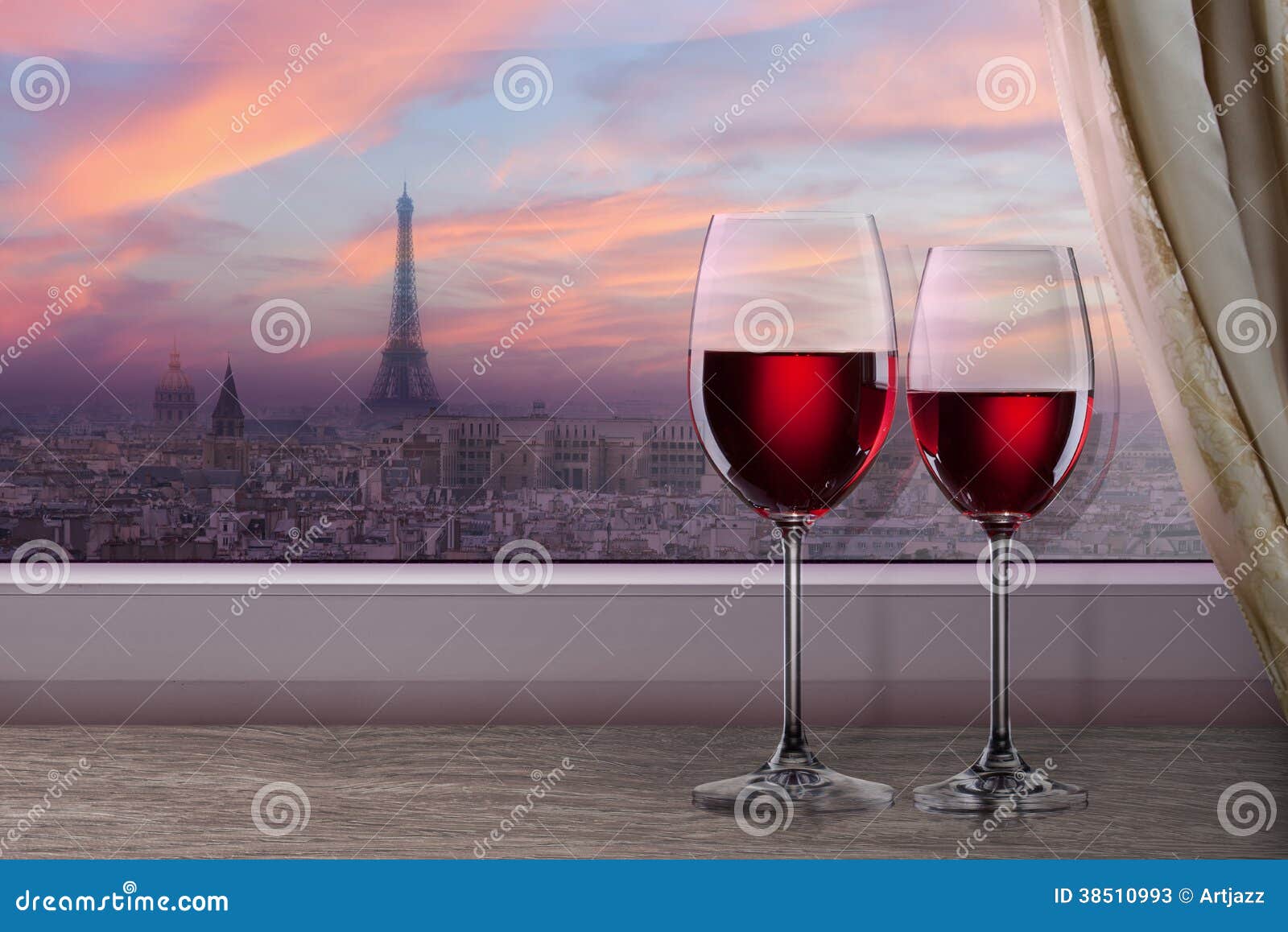 View of Paris and Eiffel Tower on Sunset from Window Stock Image ...