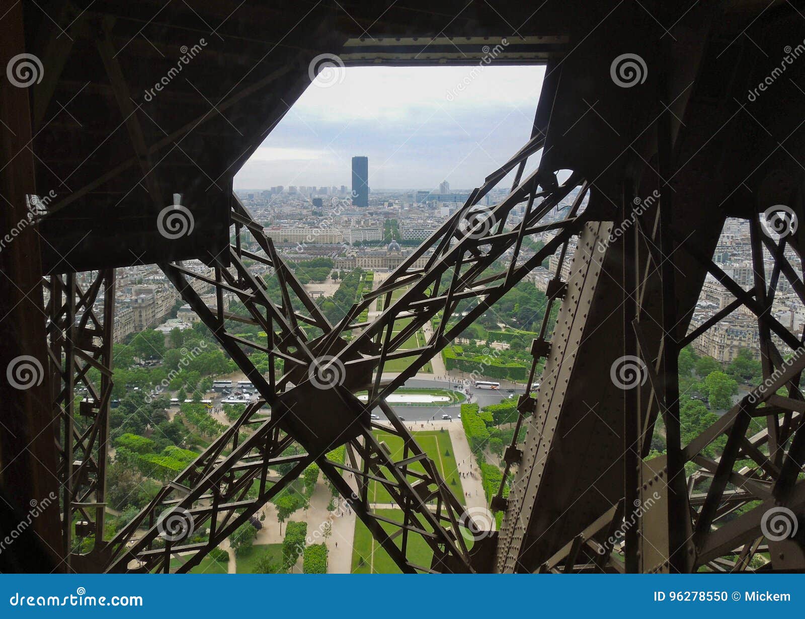 Eiffel Tower View Paris through Iron Grid Stock Photo - Image of arch ...