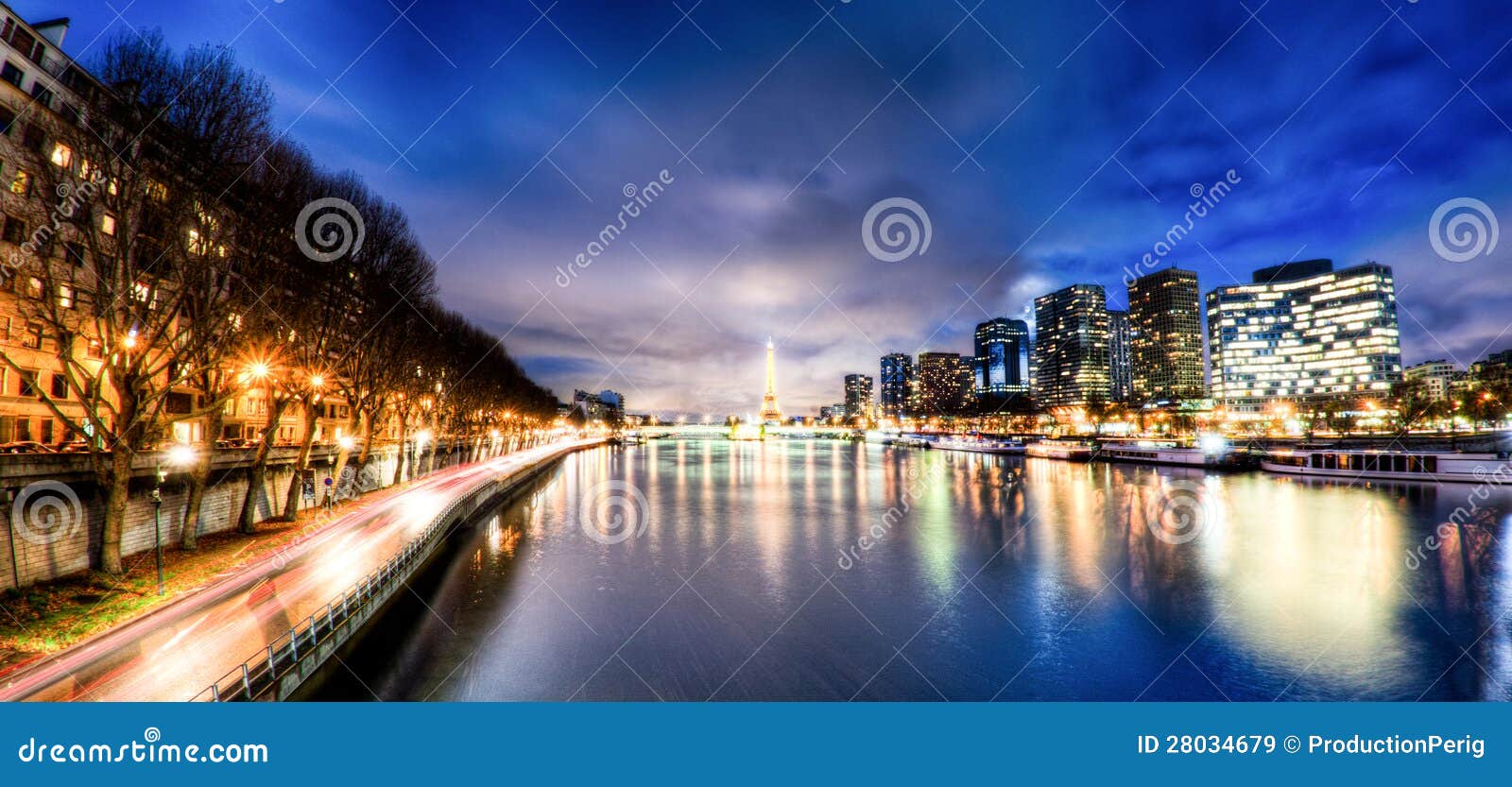 View of Paris by Night - France Stock Image - Image of background, blur ...