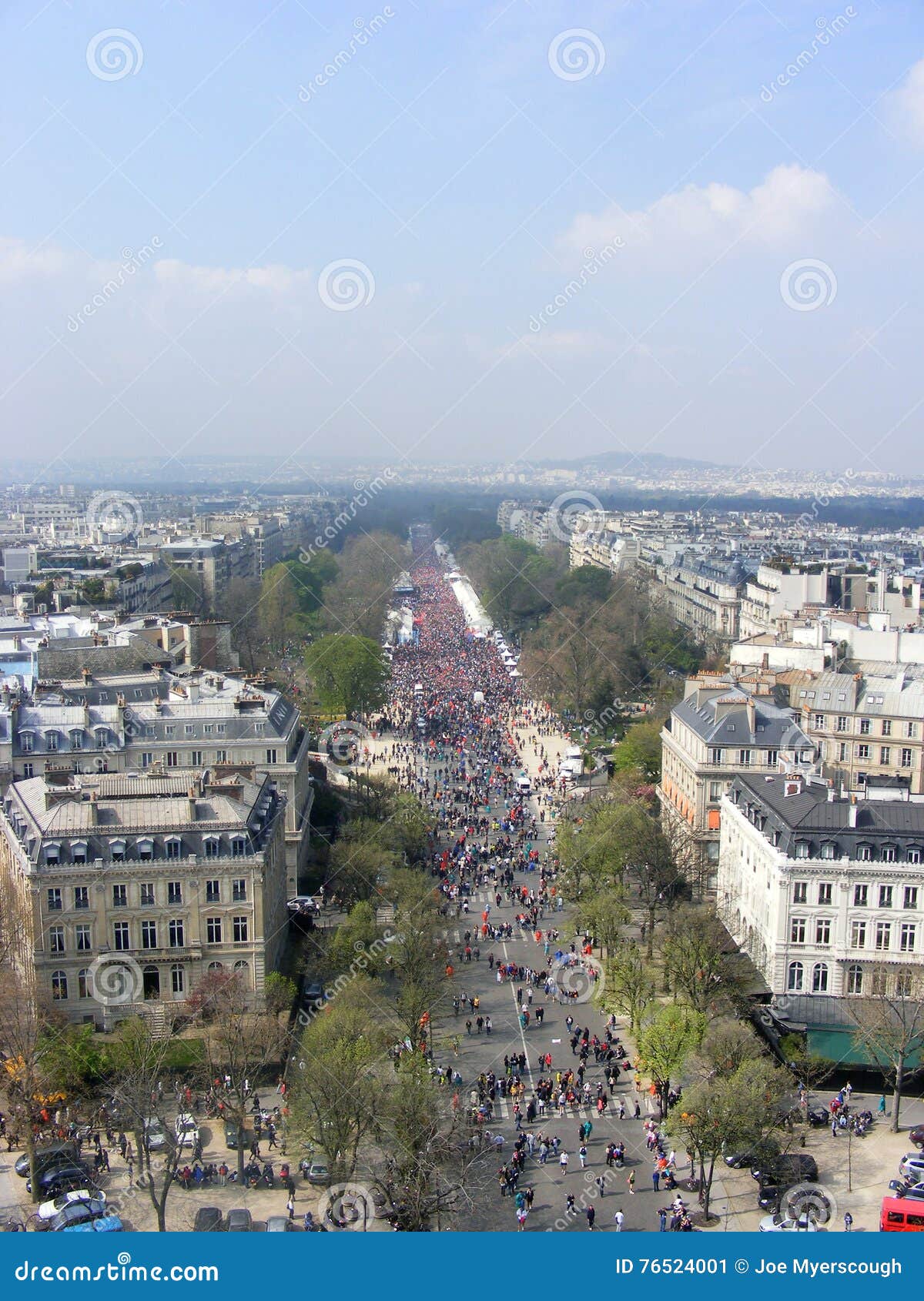 View of Paris Streets with Crowds of Runners Stock Image - Image of ...