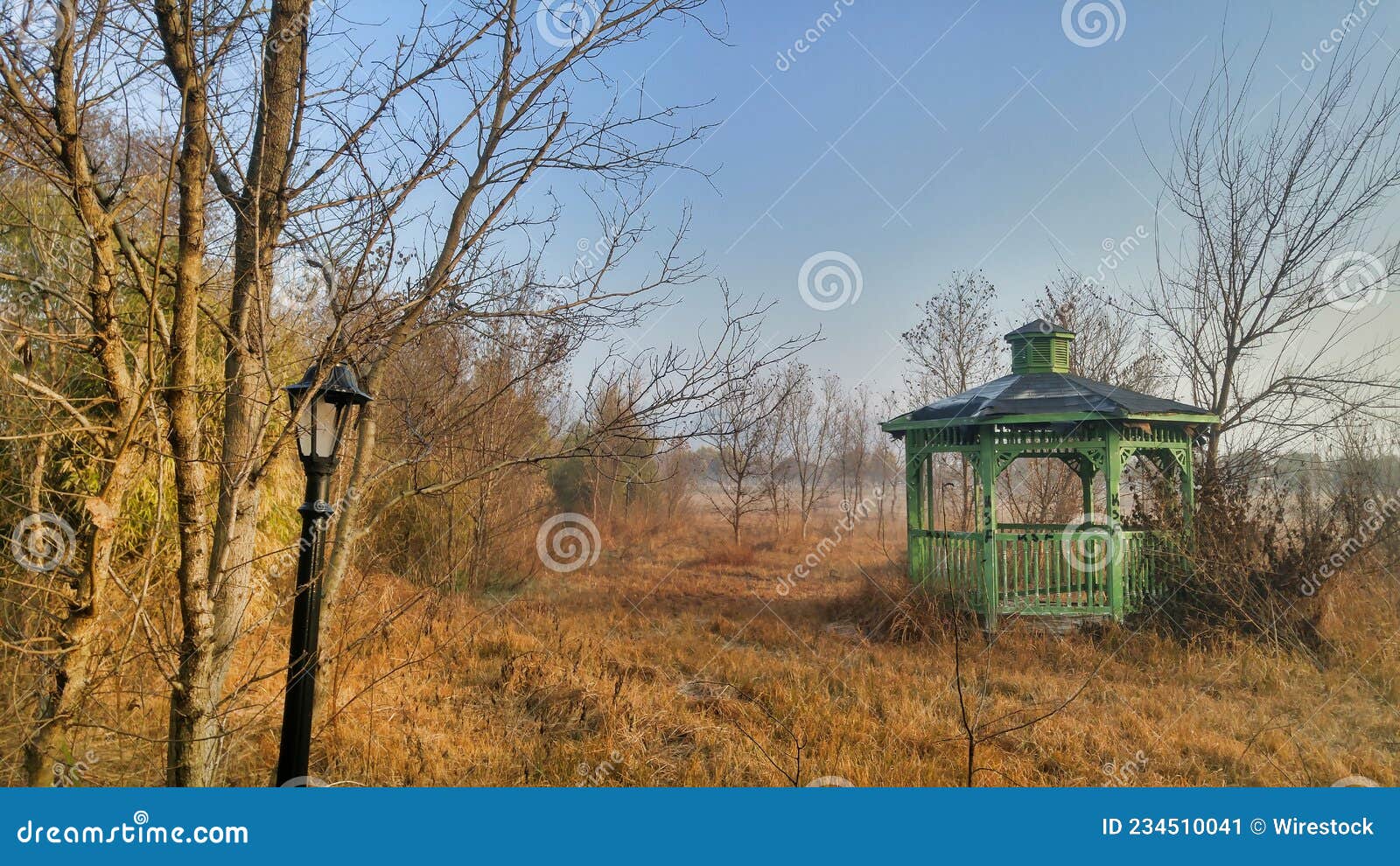 View of a Park and Walking Path on a Winter S Evening with an Overcast ...