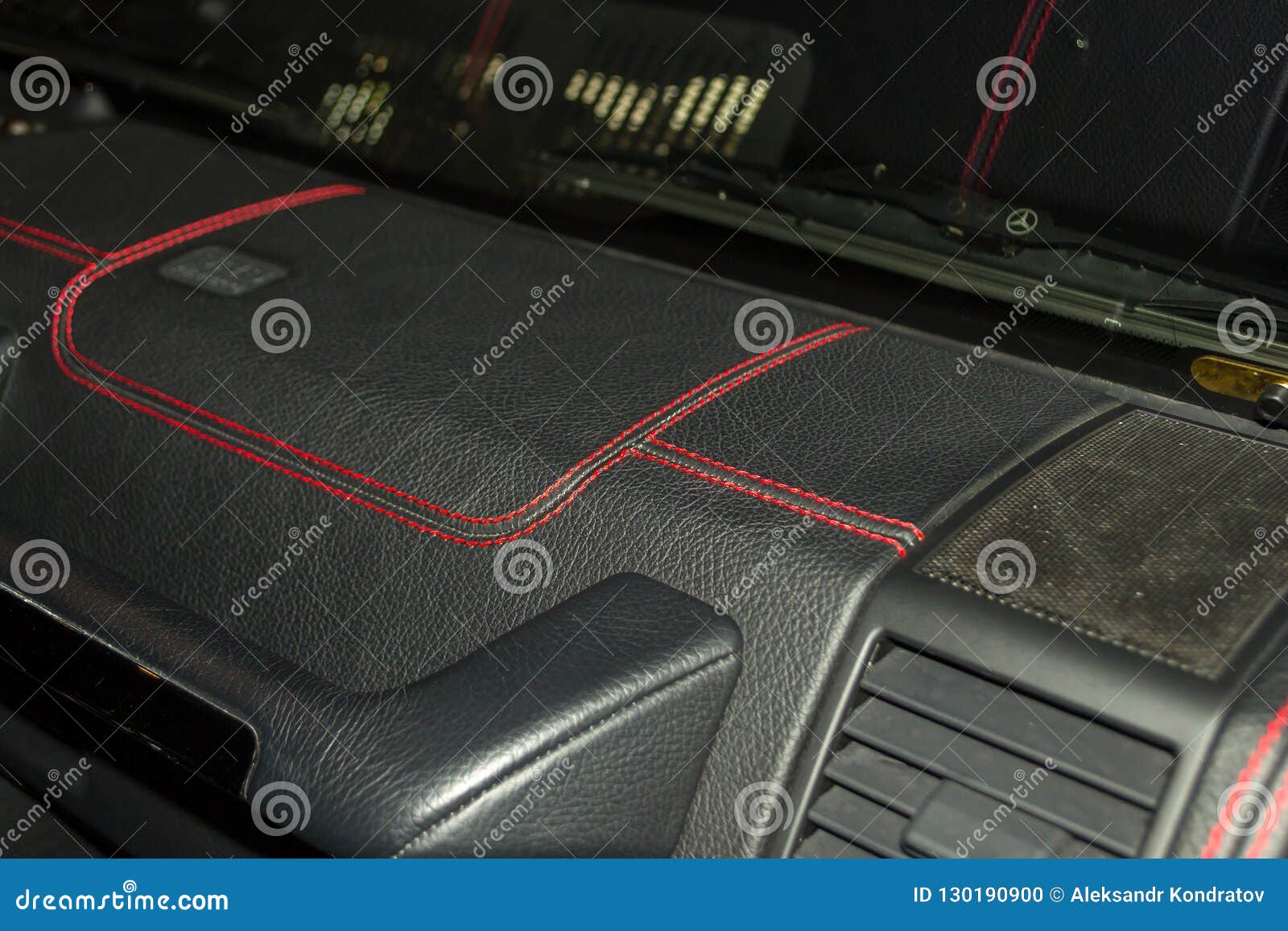 A View of a Part of the Interior of the Car Panel from Leather O Stock ...