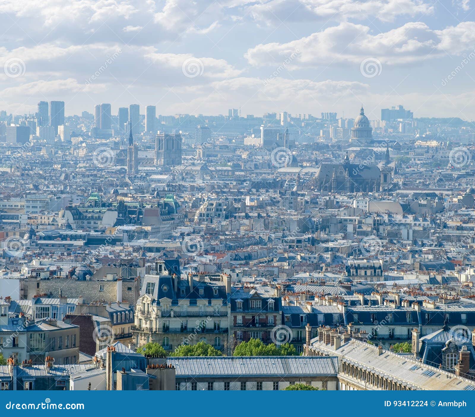 View of the Part of Paris from Montmartre Hill Stock Photo - Image of ...