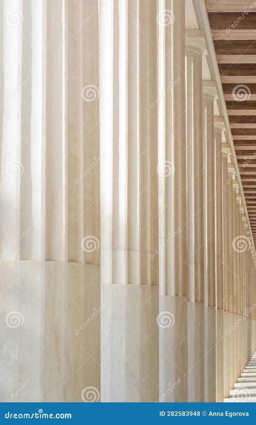 View of Parts of Greek Columns with Flutes Stock Photo - Image of light ...