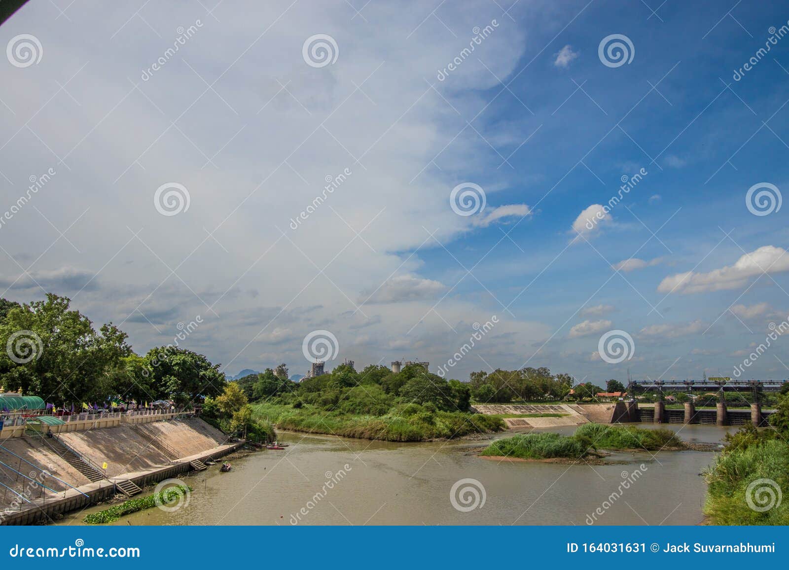 View of Pasak River and Rama 6 Dam in Thailand Stock Image - Image of ...