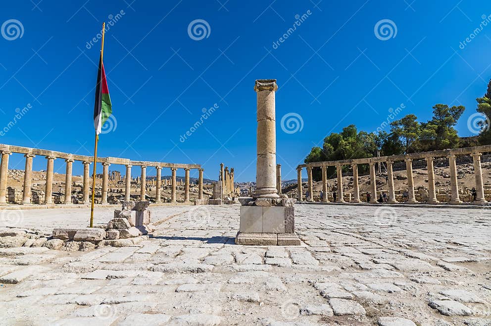 A View Past a Column Across the Oval Plasa in the Ancient Roman ... A View Past a Column Across the Oval Plasa in the Ancient Roman ...