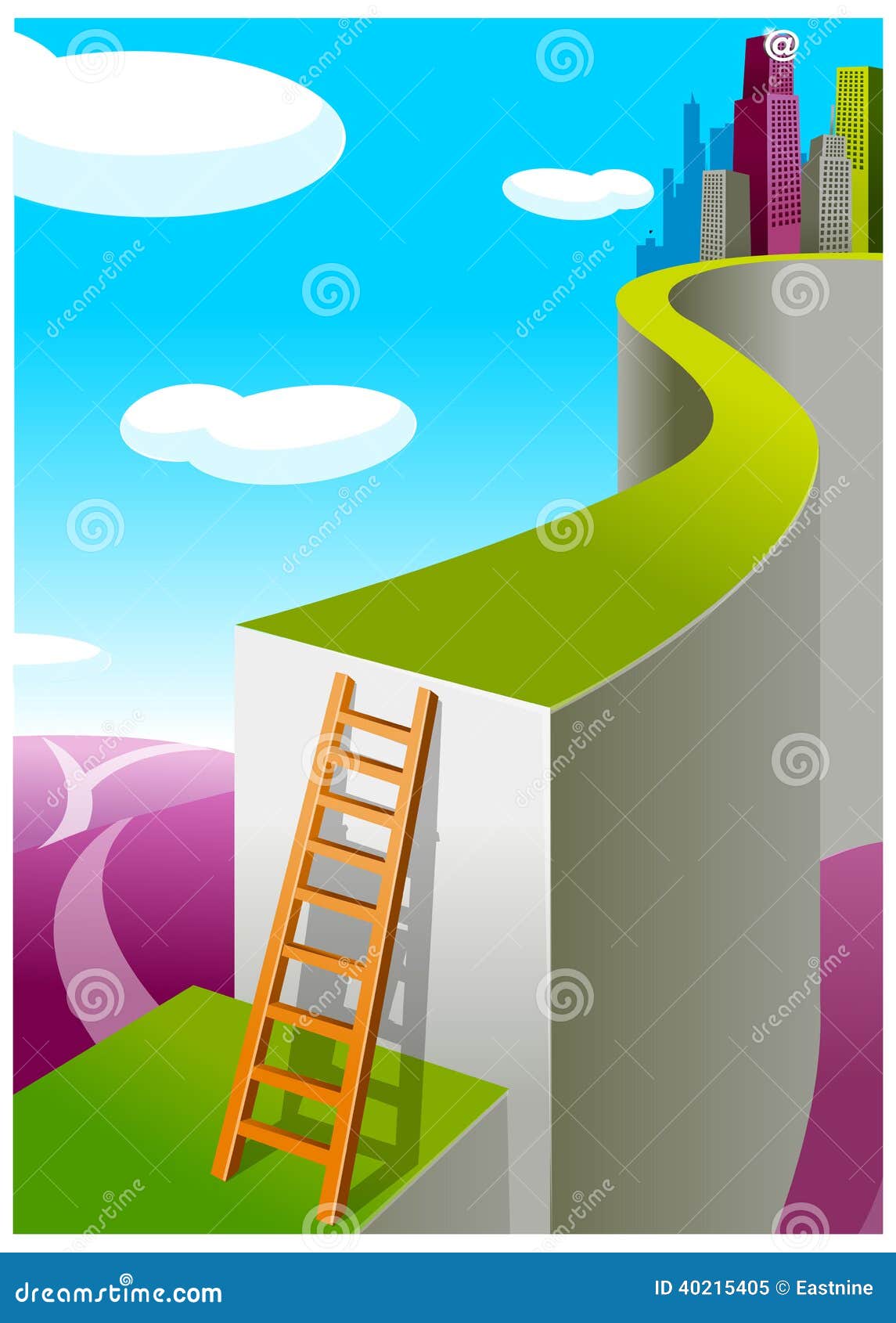 The View of Path Toward the City Stock Illustration - Illustration of ...