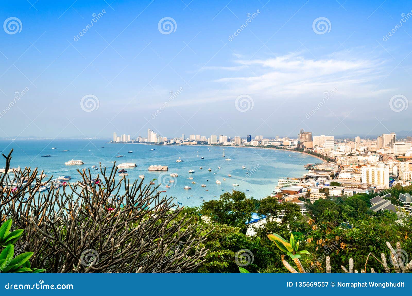 Pattaya Beach View stock image. Image of sand, street - 135669557